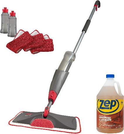 Rubbermaid Reveal Spray Mop Starter Kit with Zep Hardwood and Laminate Floor Cleaner Mop Cleaner 2